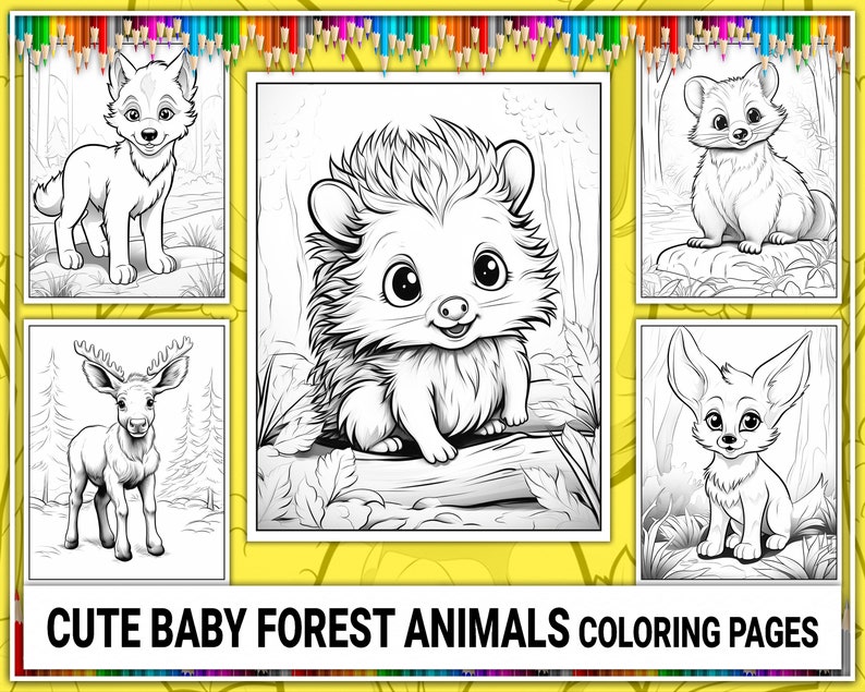 40 Cute Baby Forest Wild Animals Coloring Pages. Woodland Animals ...
