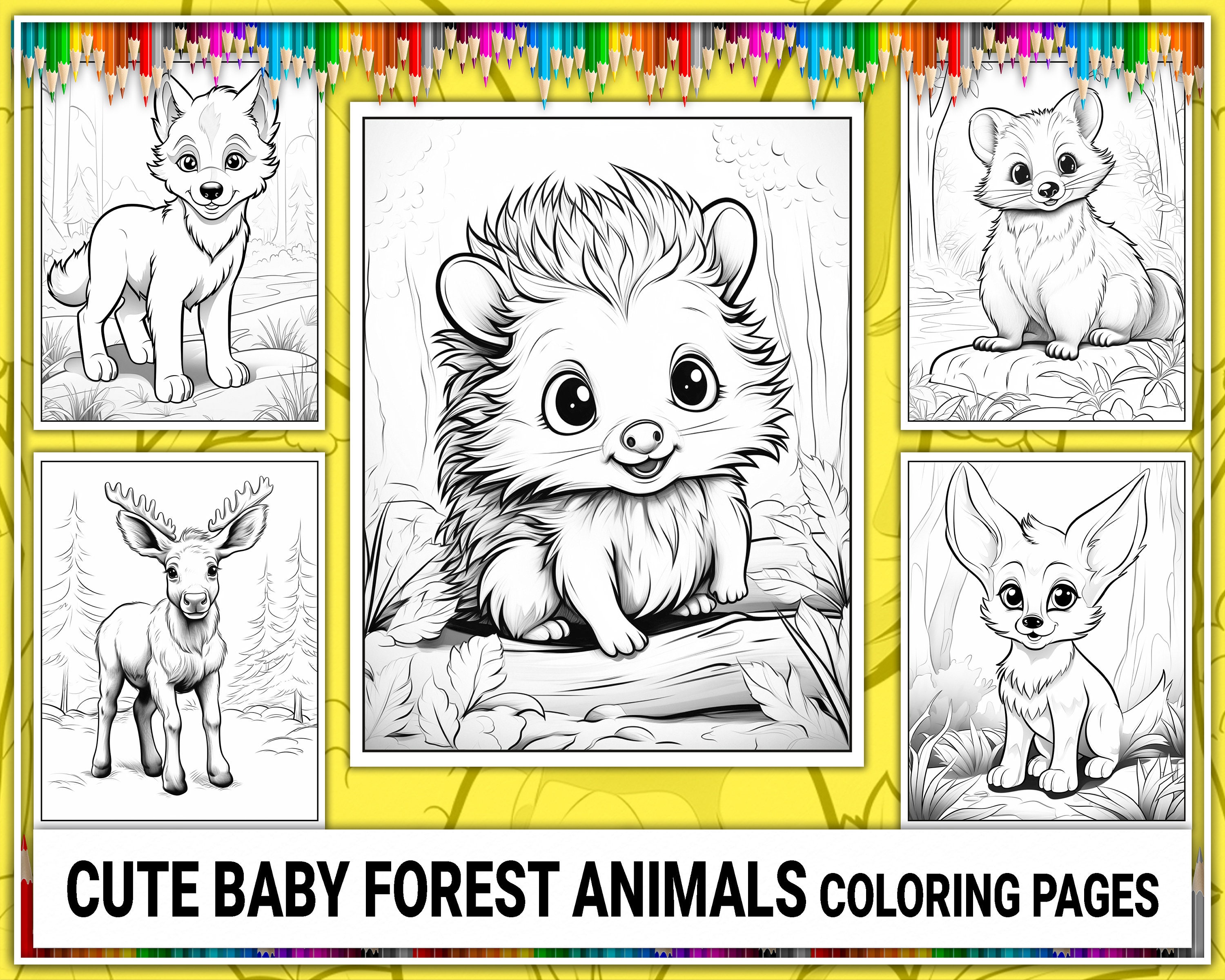 40 Cute Baby Forest Wild Animals Coloring Pages. Woodland Animals ...