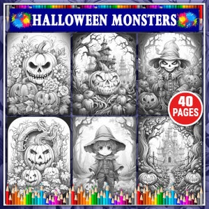 Grayscale Halloween Coloring Pages. Halloween Coloring Sheets ...