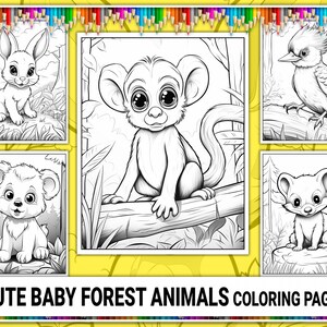 40 Cute Baby Forest Wild Animals Coloring Pages. Woodland Animals ...
