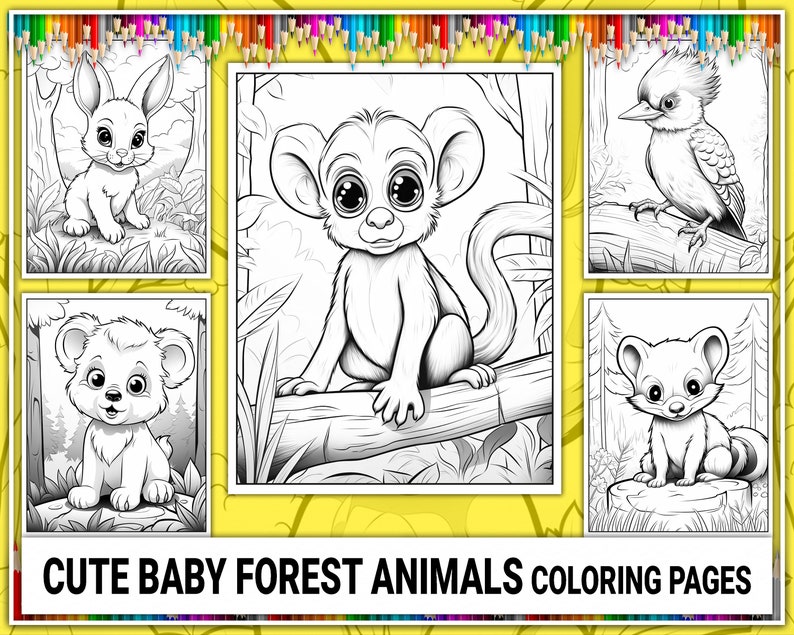 40 Cute Baby Forest Wild Animals Coloring Pages. Woodland Animals ...