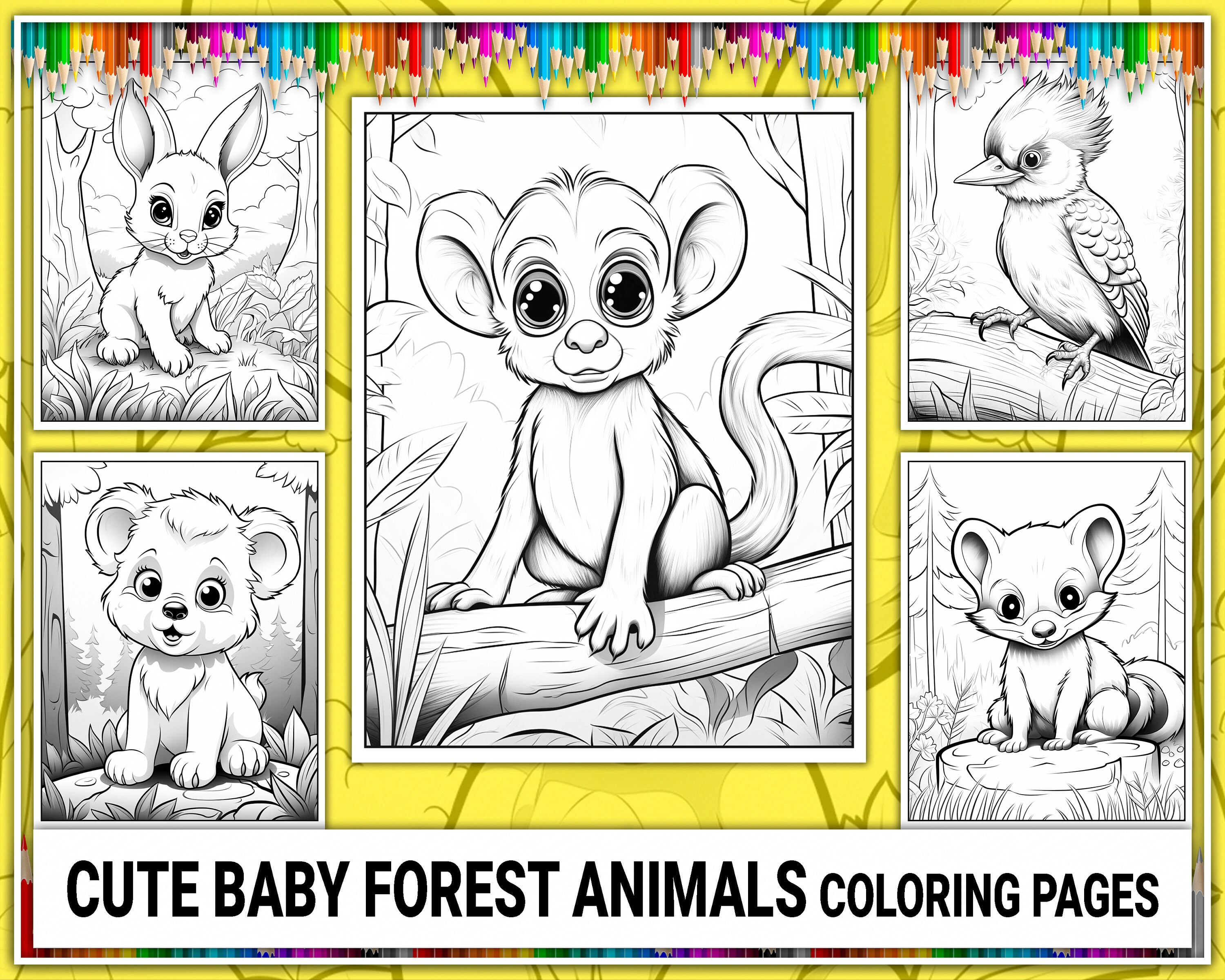 40 Cute Baby Forest Wild Animals Coloring Pages. Woodland Animals ...