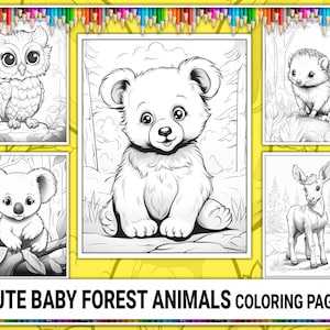 40 Cute Baby Forest Wild Animals Coloring Pages. Woodland Animals ...