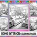 40 Boho Interior Design Coloring Pages. Cozy Room Interior Coloring ...