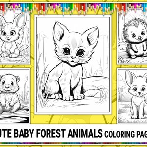 40 Cute Baby Forest Wild Animals Coloring Pages. Woodland Animals ...