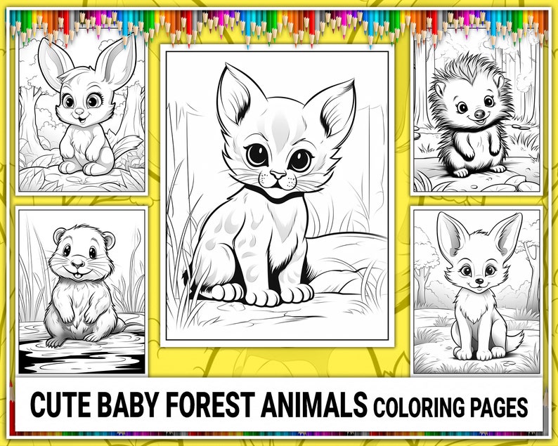 40 Cute Baby Forest Wild Animals Coloring Pages. Woodland Animals ...