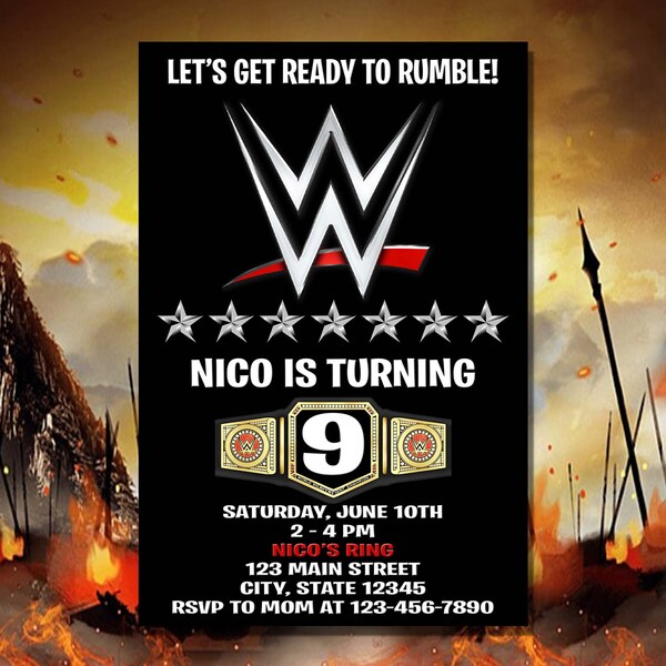 Wwe Birthday Invitations - Etsy