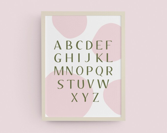 Alphabet Chart Pink, PRINTABLE Educational Poster, DIGITAL DOWNLOAD ...