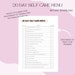 Self Care Menu 20 Day Checklist Self Love Menu Mindfulness Checklist - Etsy