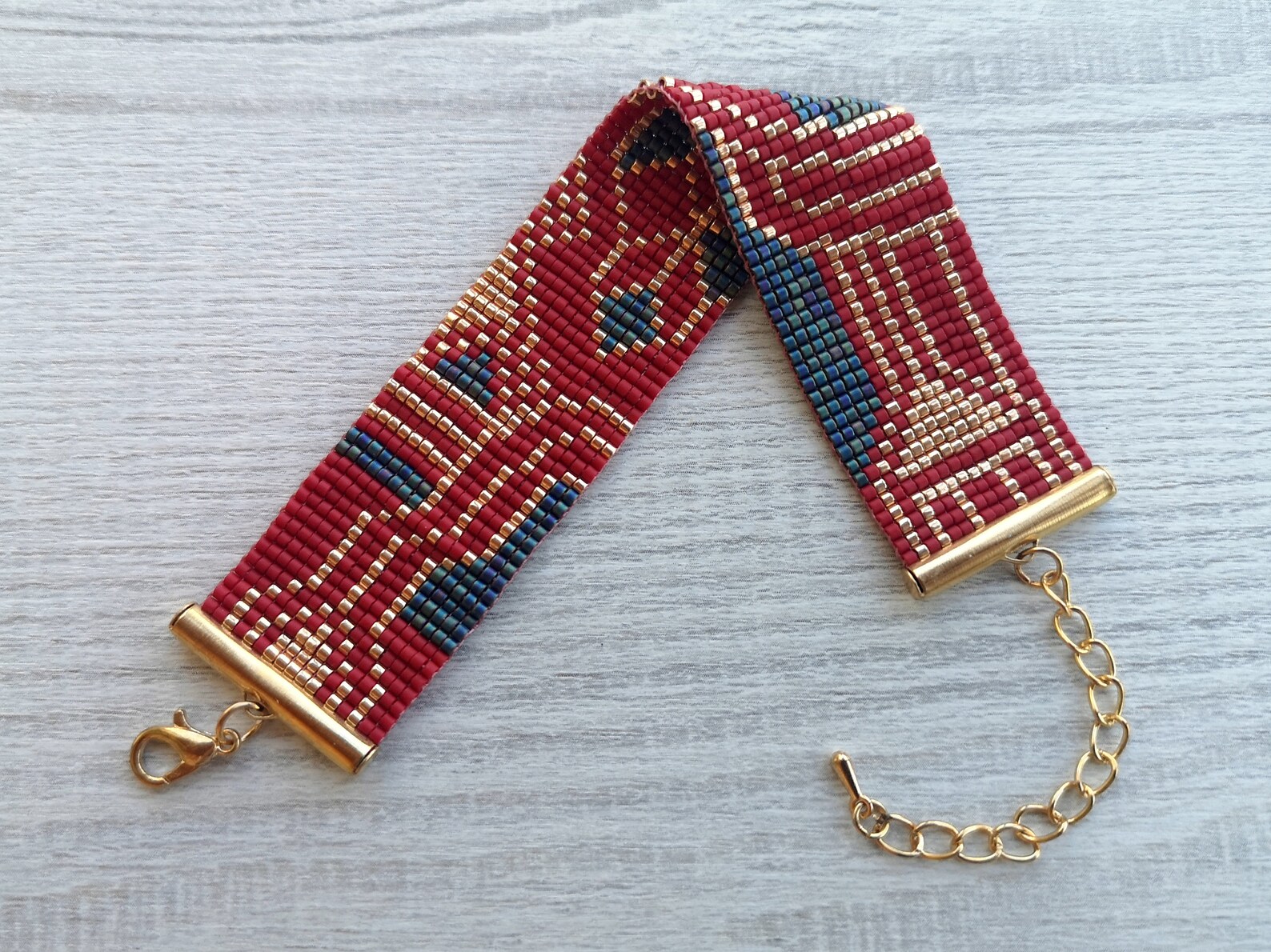 Art Deco Beaded Loom Bracelet Pattern, DIY Geometric Bracelet Pattern ...