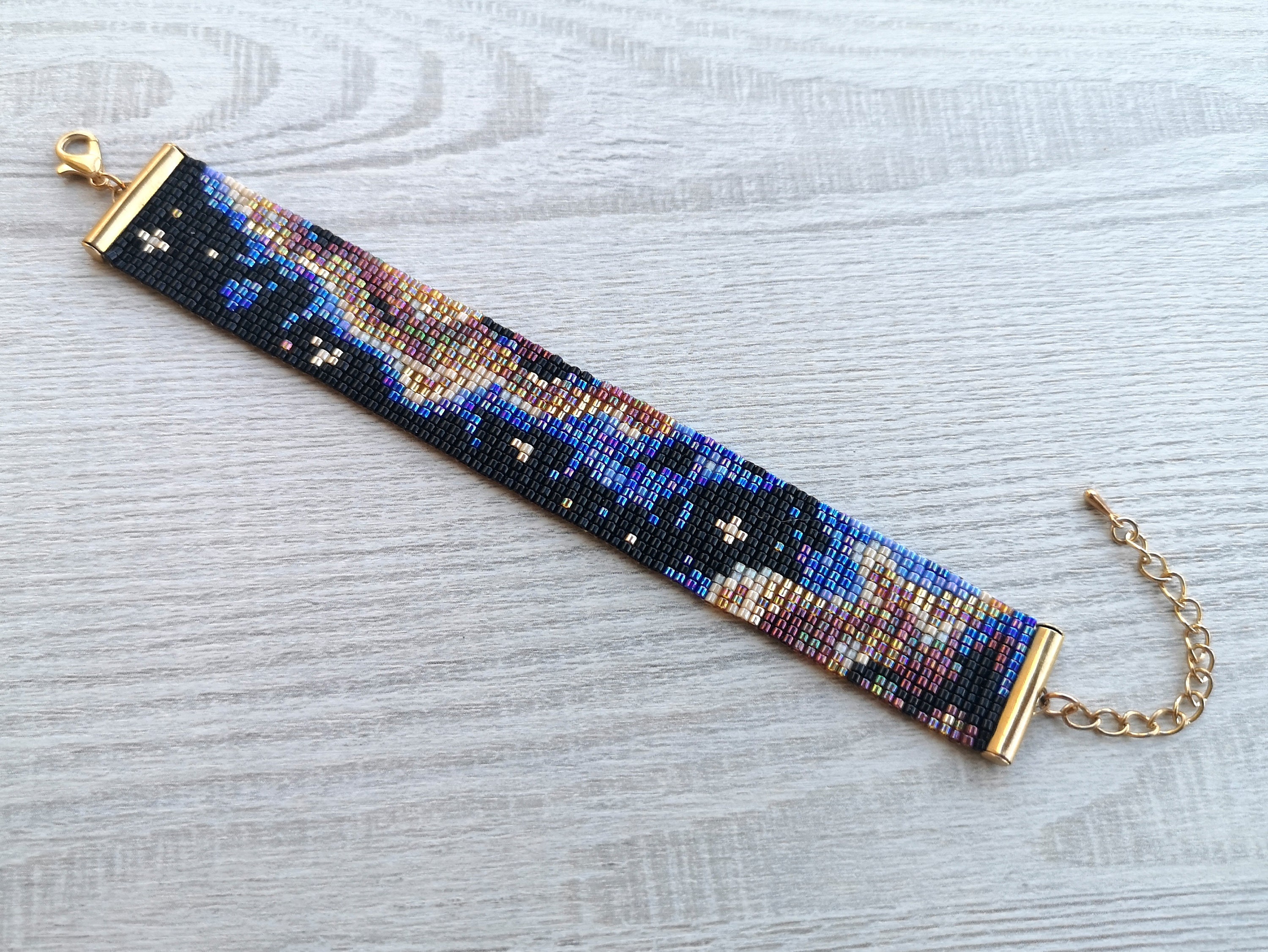 Space Loom Bead Pattern, Nebula Cosmos Night Shiny Stars Bracelet ...