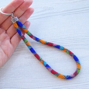 PDF Bead Crochet Keychain Pattern, Colorful Geometric Wristlet Key Fob ...