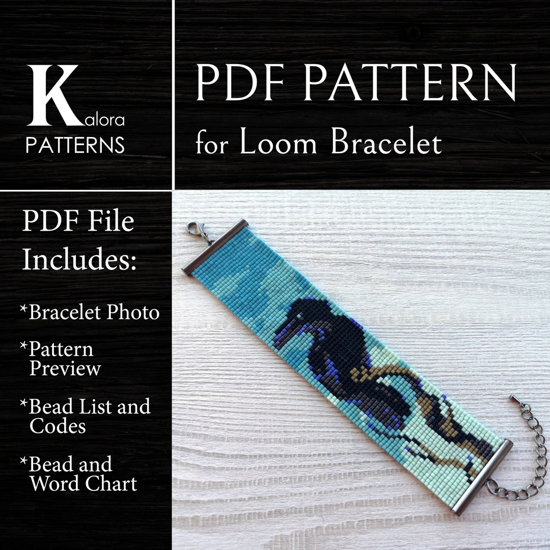 Black Raven Loom Bracelet Pattern, Miyuki Delica PDF Pattern, Gothic ...
