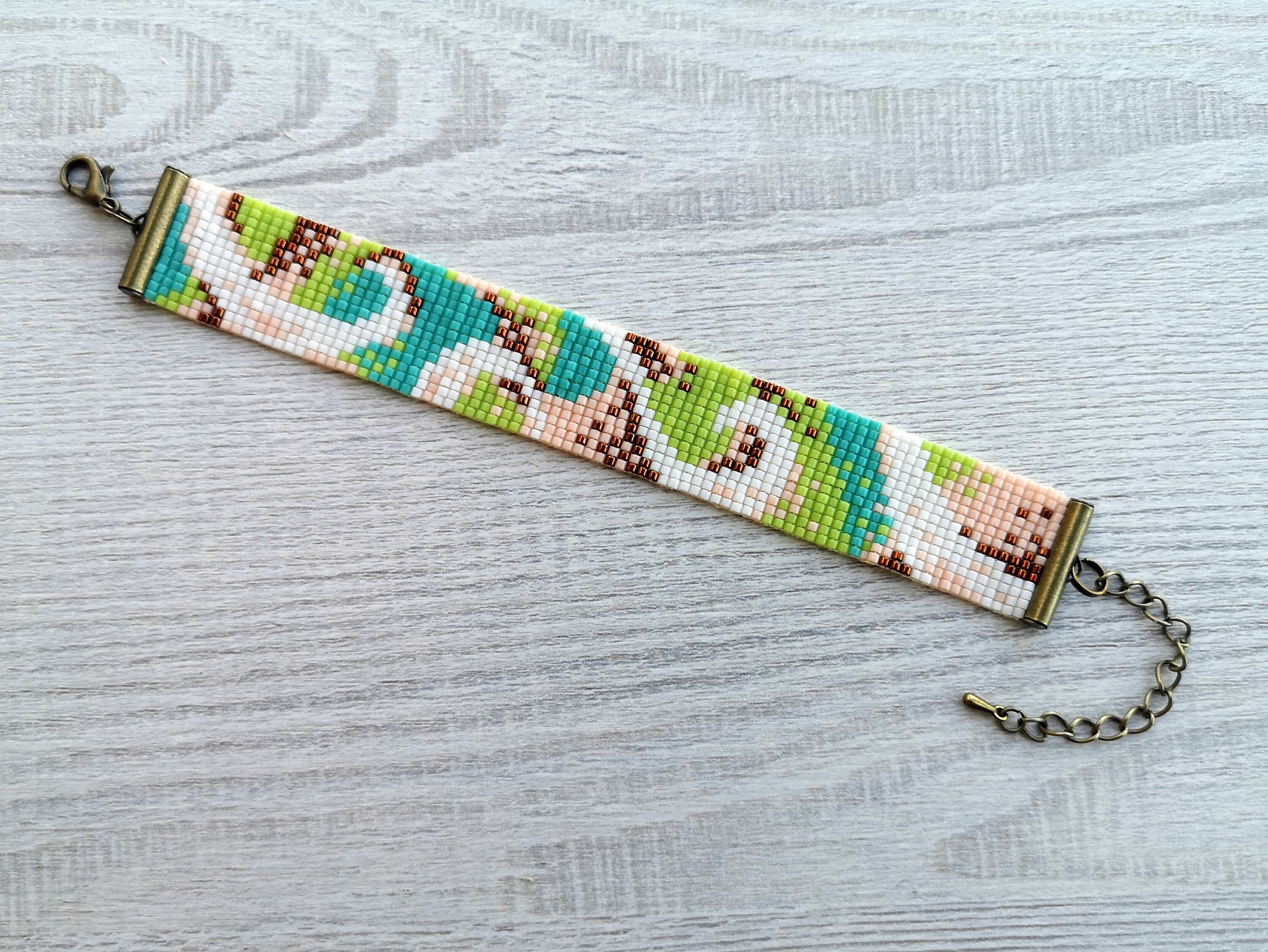 Abstract Bead Loom Bracelet Pattern, DIY Geometric Colorful Bracelet ...
