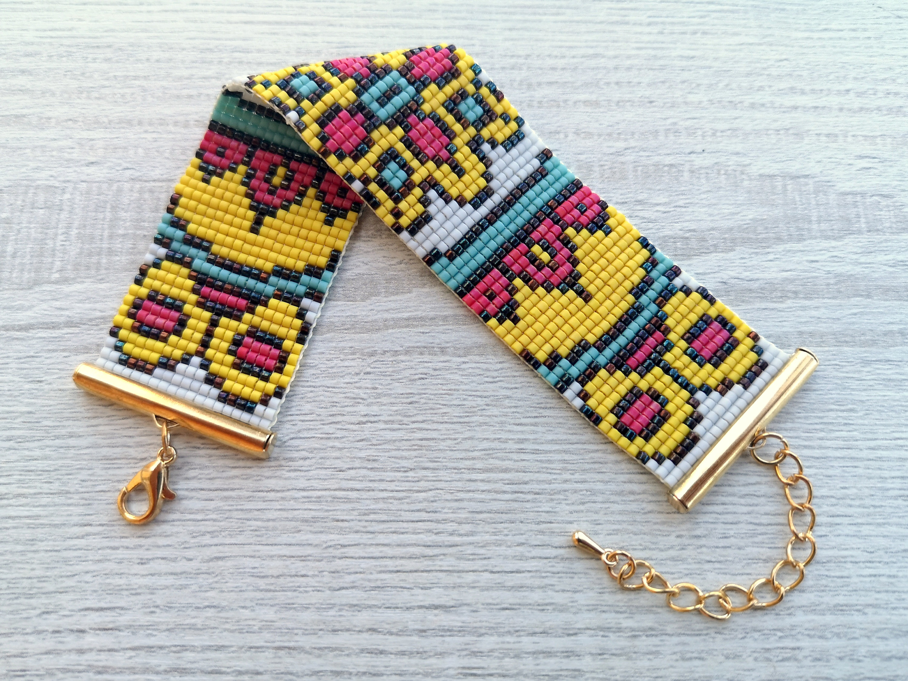 Beaded Loom Pattern, Modern Hindi Style Colorful Bracelet Pattern, PDF ...