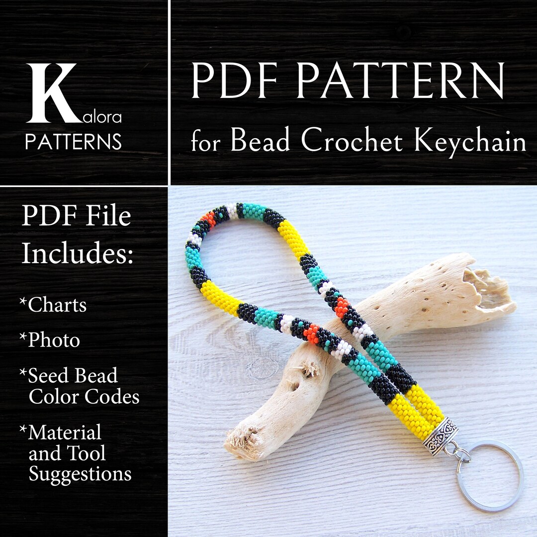 Bead Crochet Pattern for Wristlet Colorful Keychain, PDF DIY Seed Bead ...