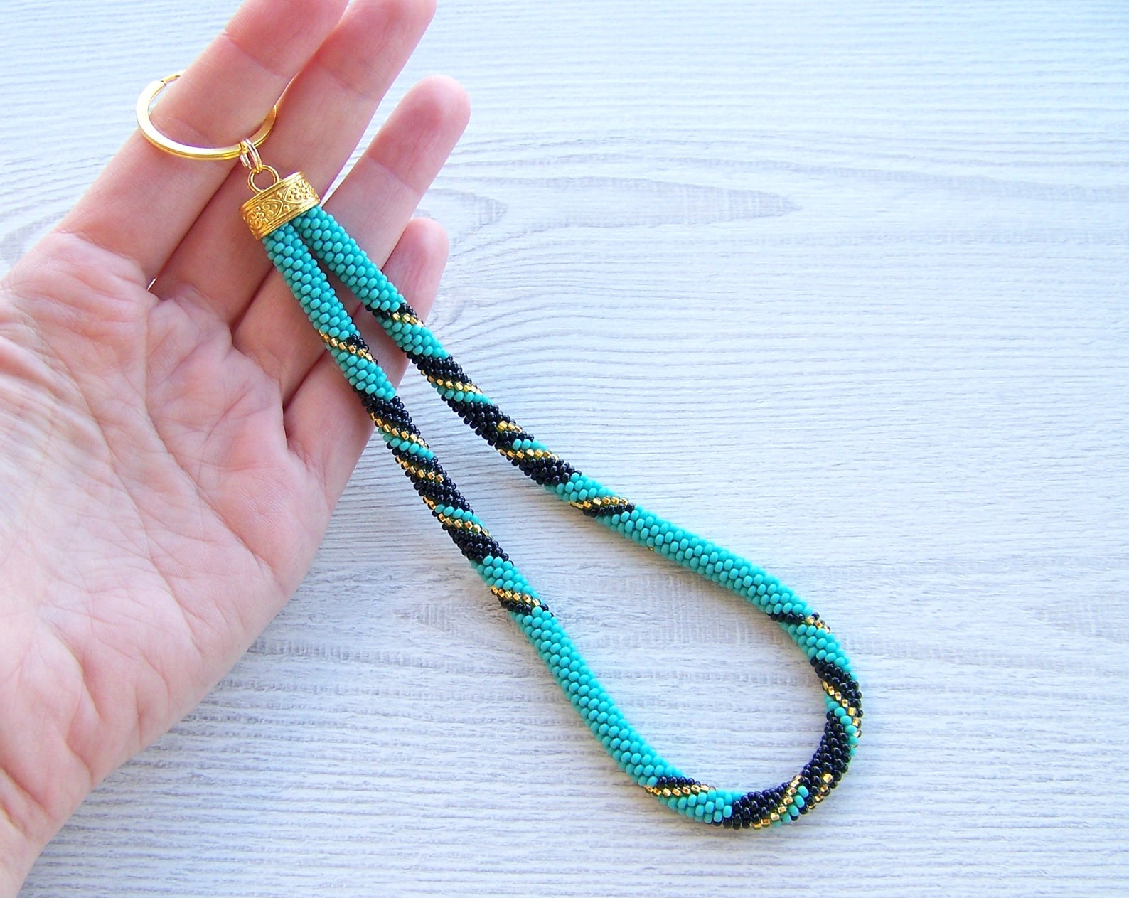 PDF Bead Crochet Pattern for Key Holder, DIY Seed Bead Wristlet ...