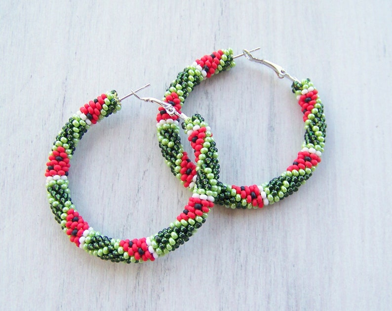 DIY Bead Crochet Pattern, Seed Beads Large Hoop Earrings PDF Pattern ...
