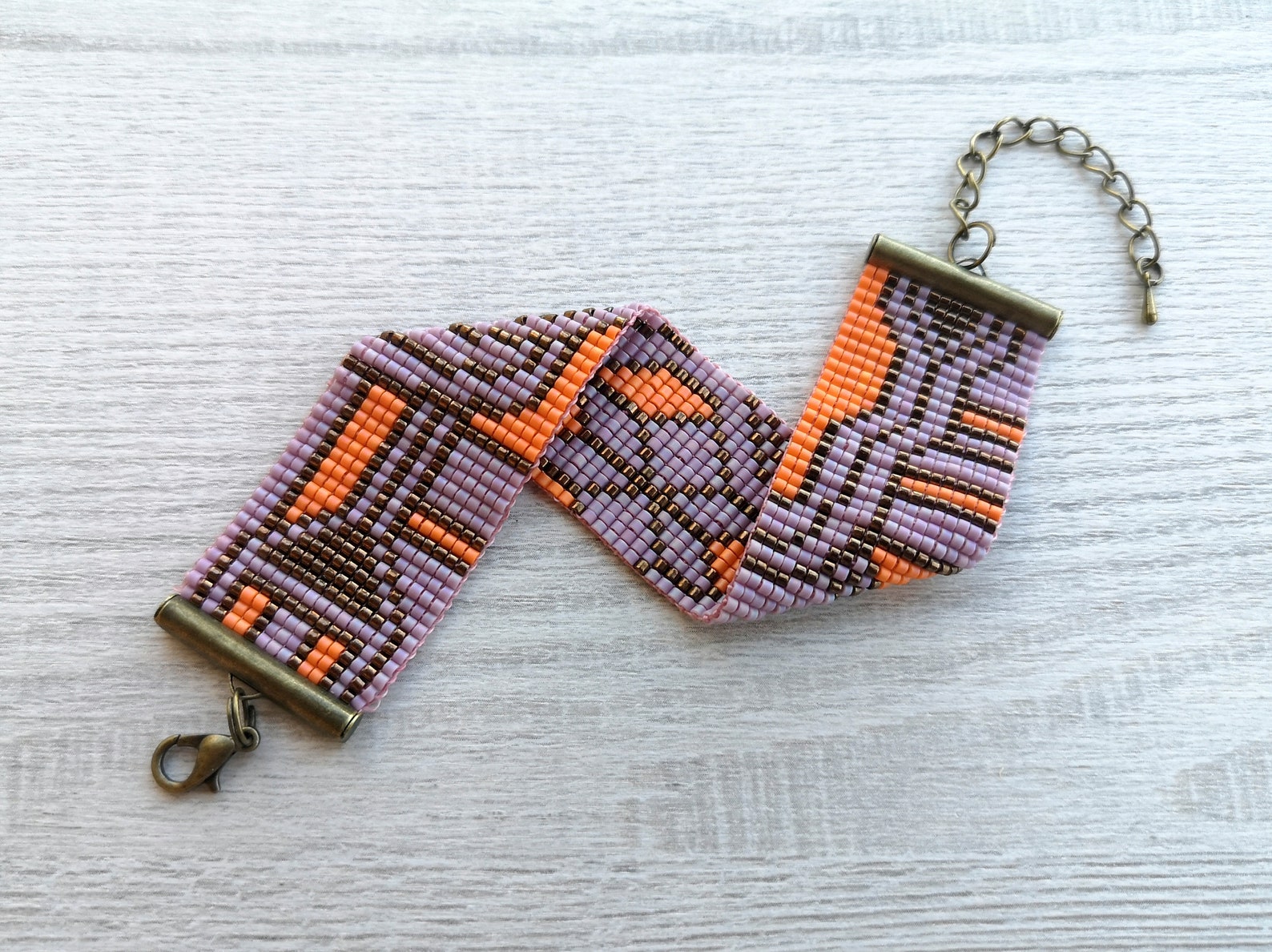DIY Geometric Bracelet Pattern, Art Deco Beaded Loom Bracelet Pattern ...