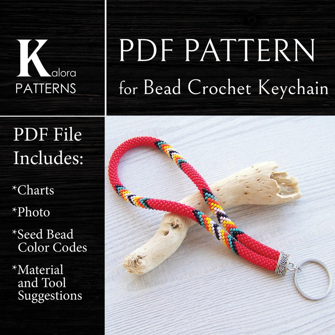 Bead Crochet Native Keychain Pattern, PDF Red Wristlet Key Fob, Key ...