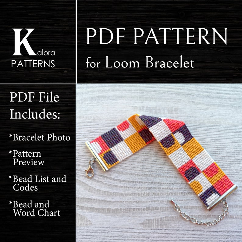Abstract Colorful Bead Loom Bracelet Pattern, DIY Beaded Geometric ...