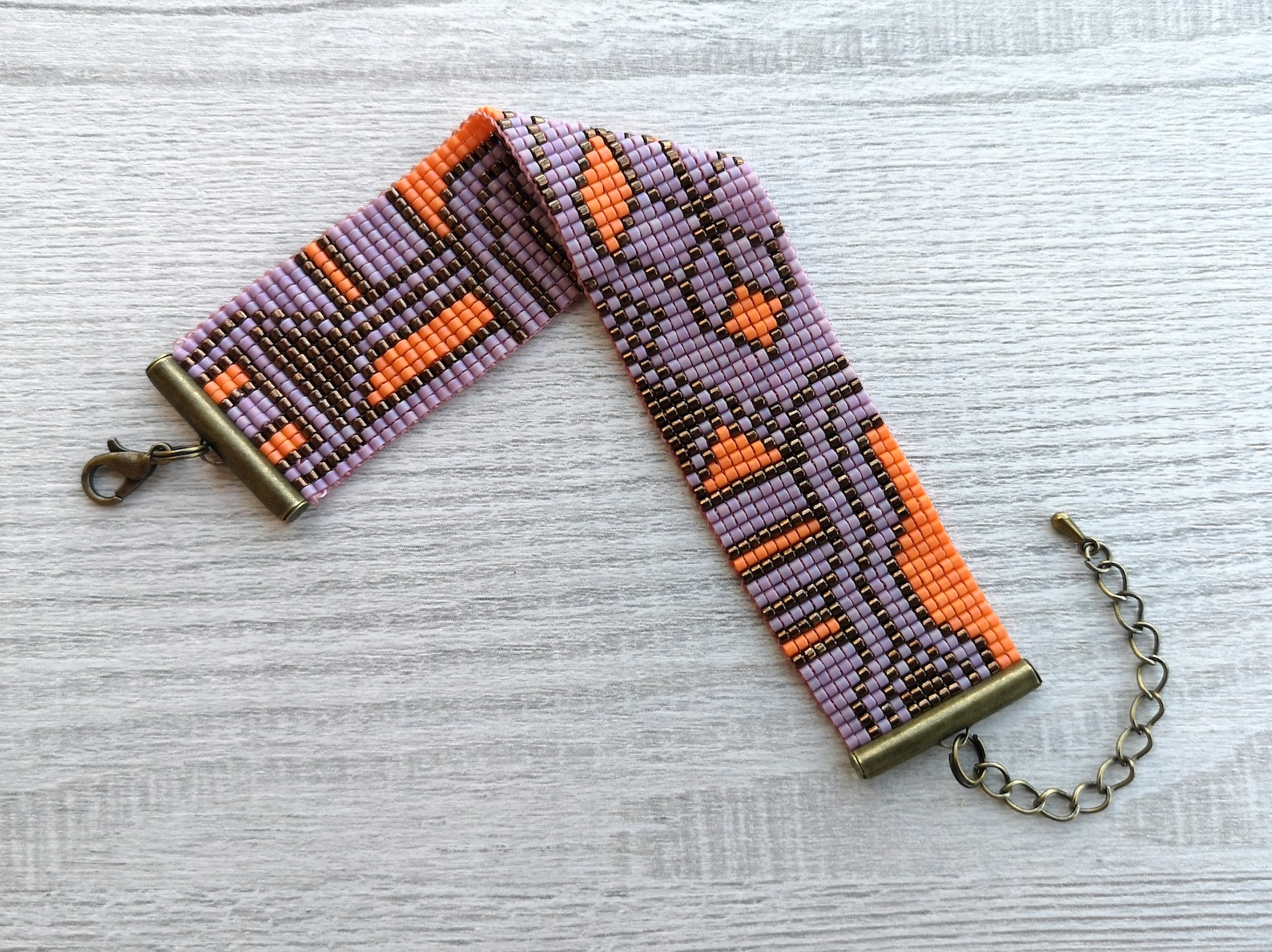DIY Geometric Bracelet Pattern, Art Deco Beaded Loom Bracelet Pattern ...