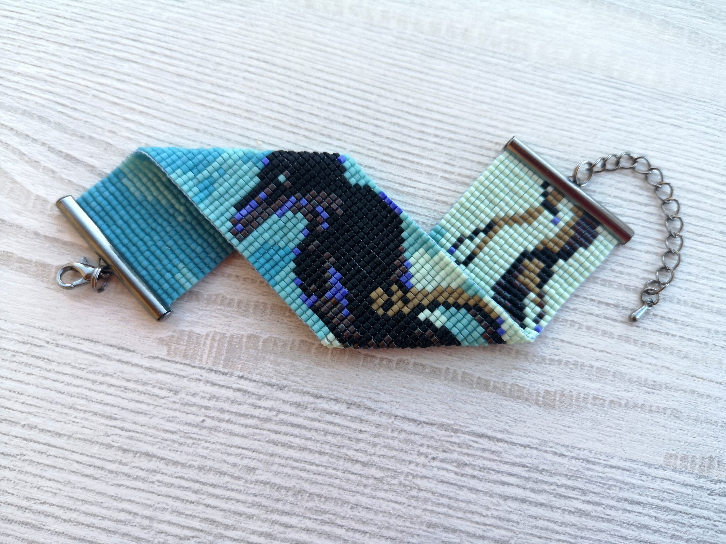 Black Raven Loom Bracelet Pattern, Miyuki Delica PDF Pattern, Gothic ...