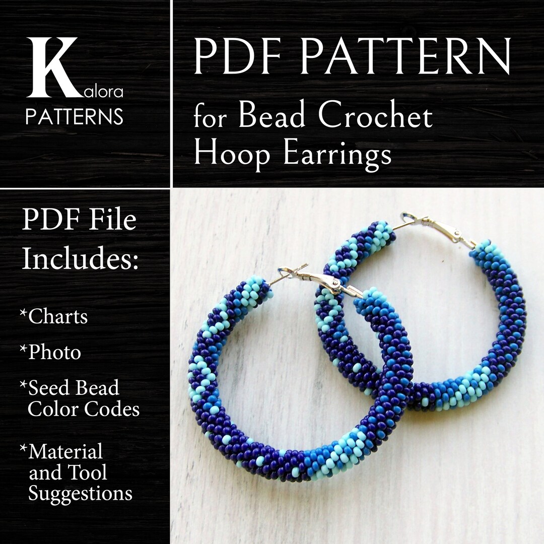 DIY Bead Crochet Pattern, PDF Pattern for Patchwork Hoop Earrings ...