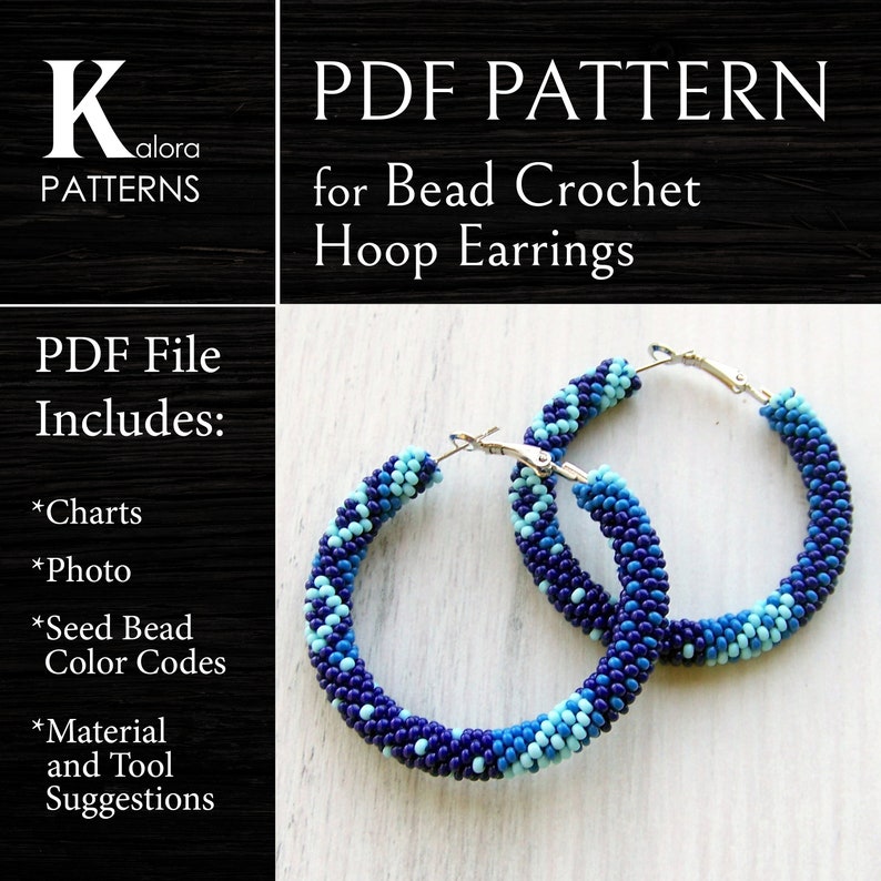 DIY Bead Crochet Pattern, PDF Pattern for Patchwork Hoop Earrings ...