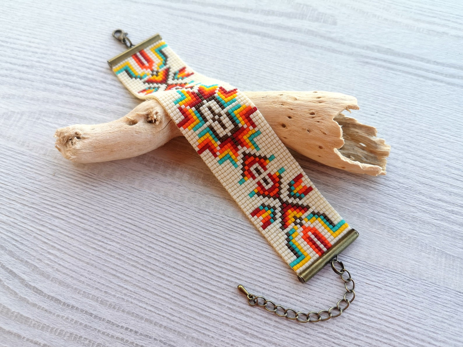 Ethnic Style Loom Beading Bracelet Pattern, Native Tribal Miyuki Delica ...