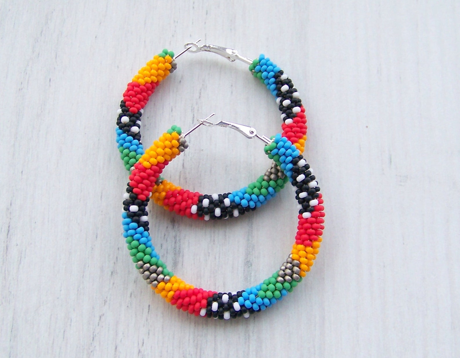 DIY Bead Crochet Pattern, PDF Pattern for Modern Colorful Hoop Earrings ...