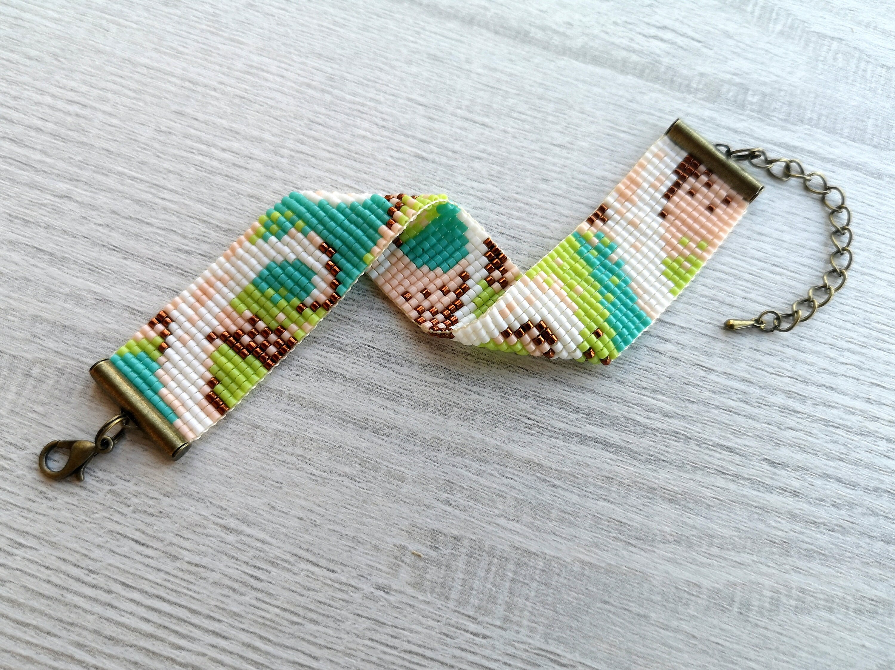 Abstract Bead Loom Bracelet Pattern, DIY Geometric Colorful Bracelet ...