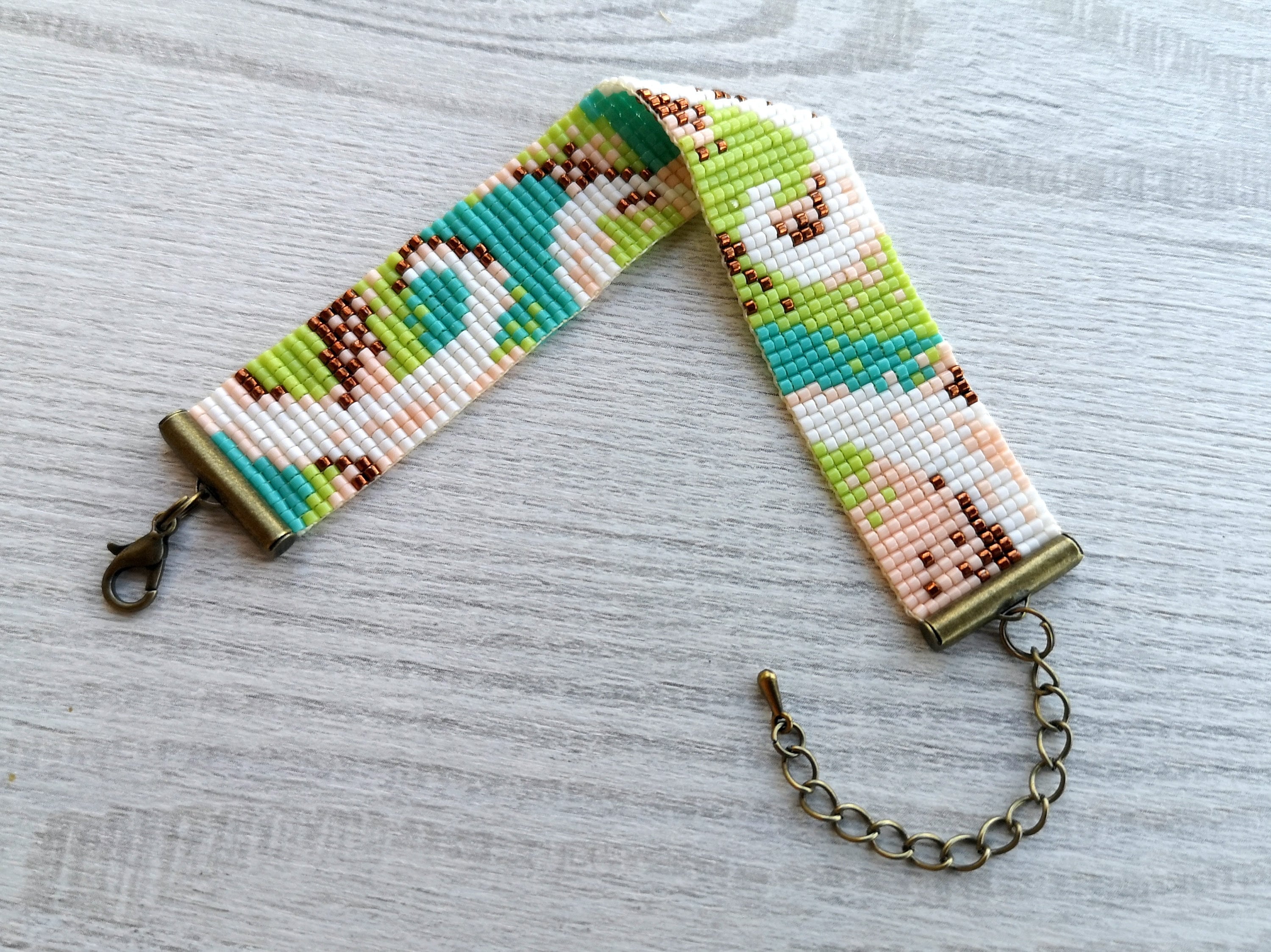 Abstract Bead Loom Bracelet Pattern, DIY Geometric Colorful Bracelet ...