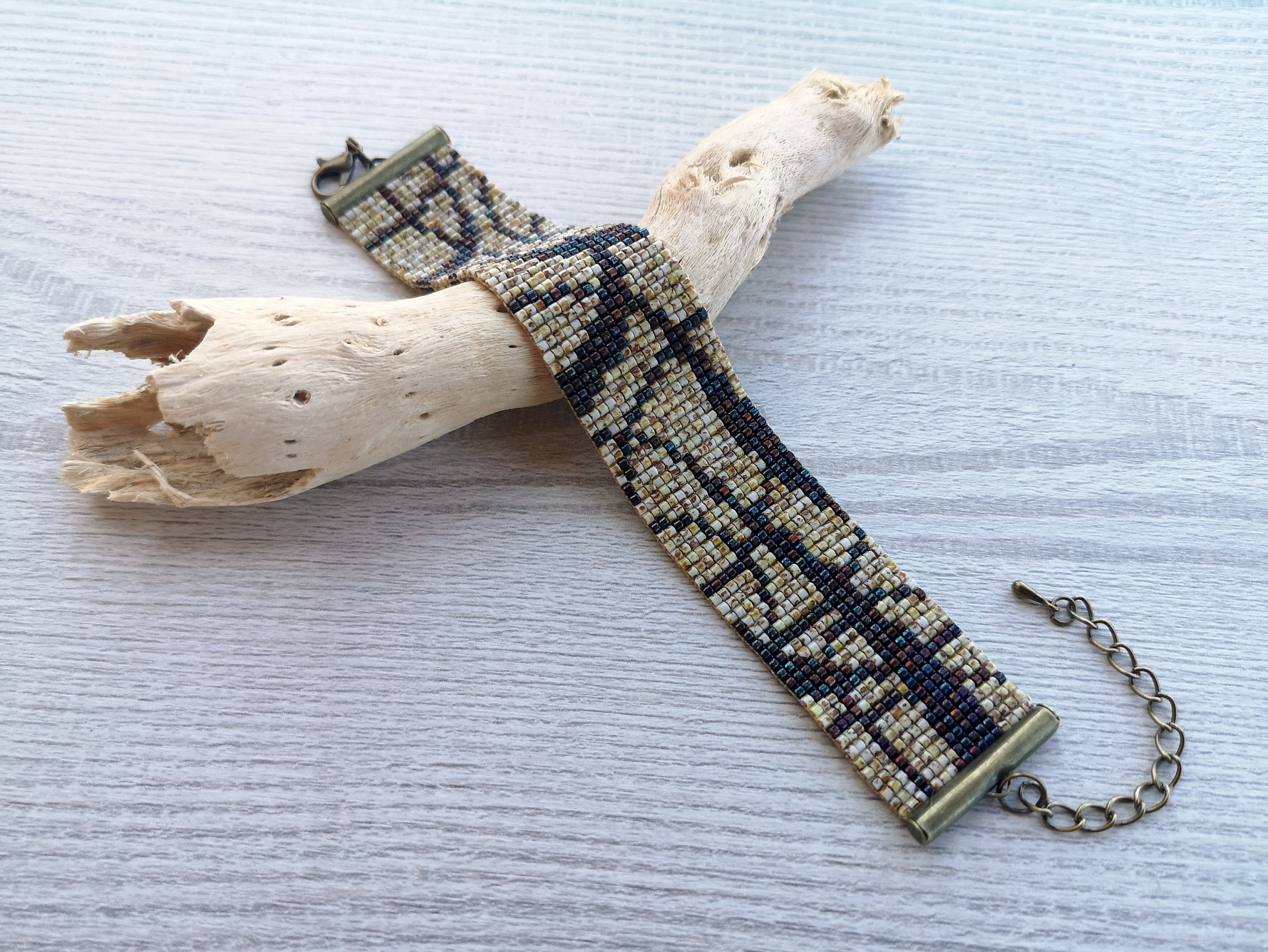 Abstract Beaded Loom Bracelet Pattern, DIY Geometric Pastel Bracelet ...