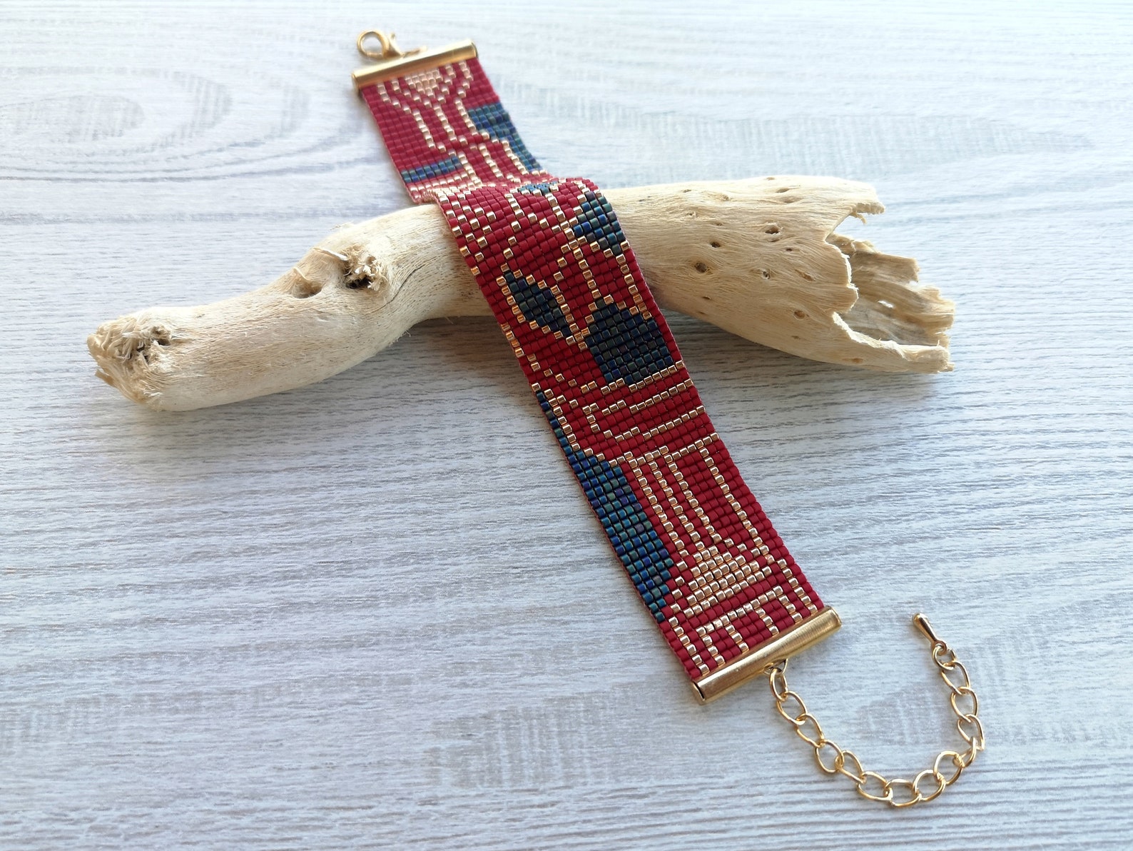 Art Deco Beaded Loom Bracelet Pattern, DIY Geometric Bracelet Pattern ...