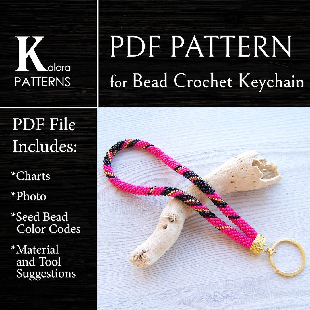 PDF Bead Crochet Pattern for Wristlet Keychain, DIY Seed Bead Crochet ...