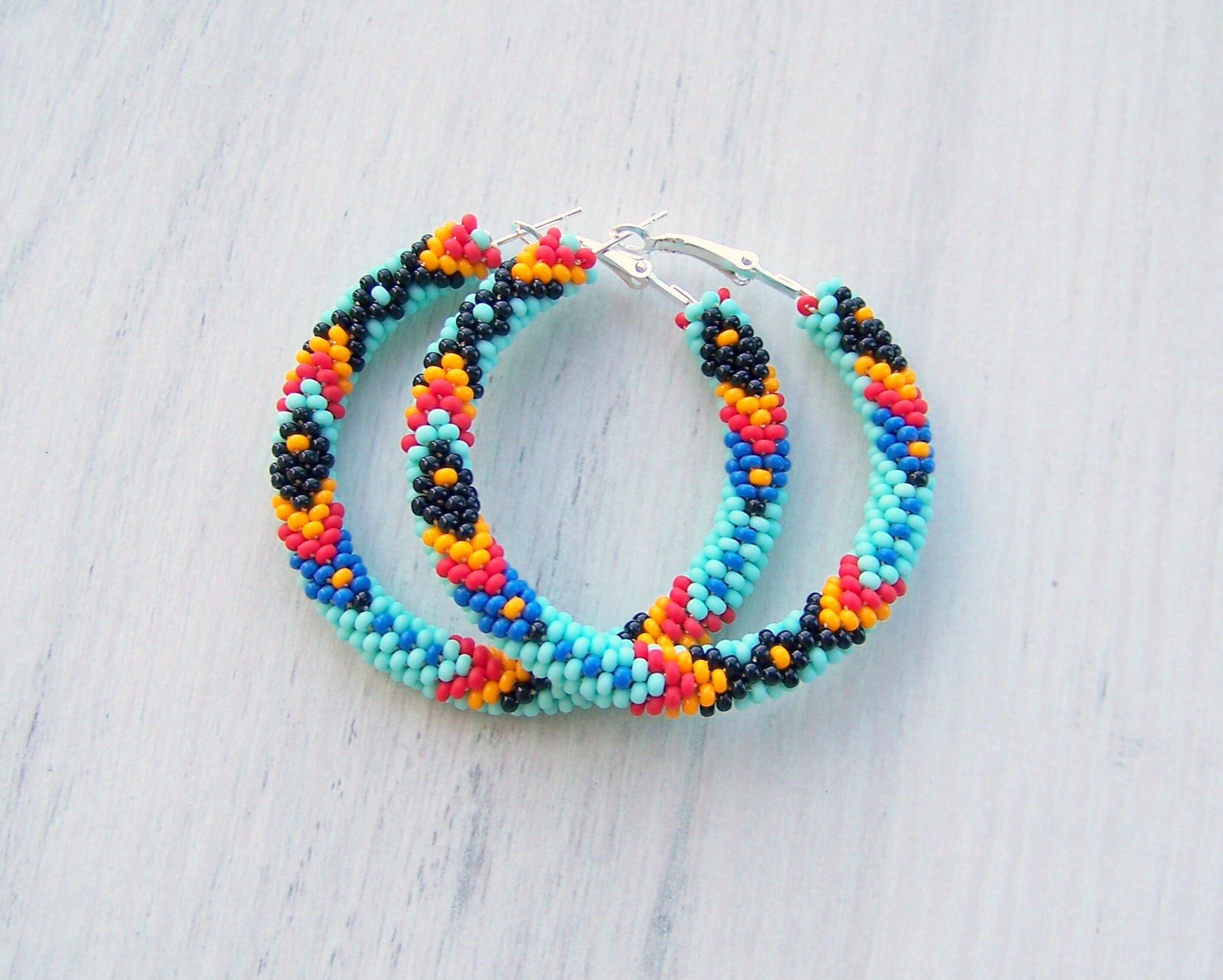 Bead Crochet Native Hoop Earrings Pattern, PDF DIY Seed Beads Large ...