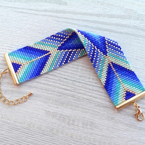 Blue Gold Ombre Loom Bracelet Pattern, Miyuki Delica Bracelet PDF ...
