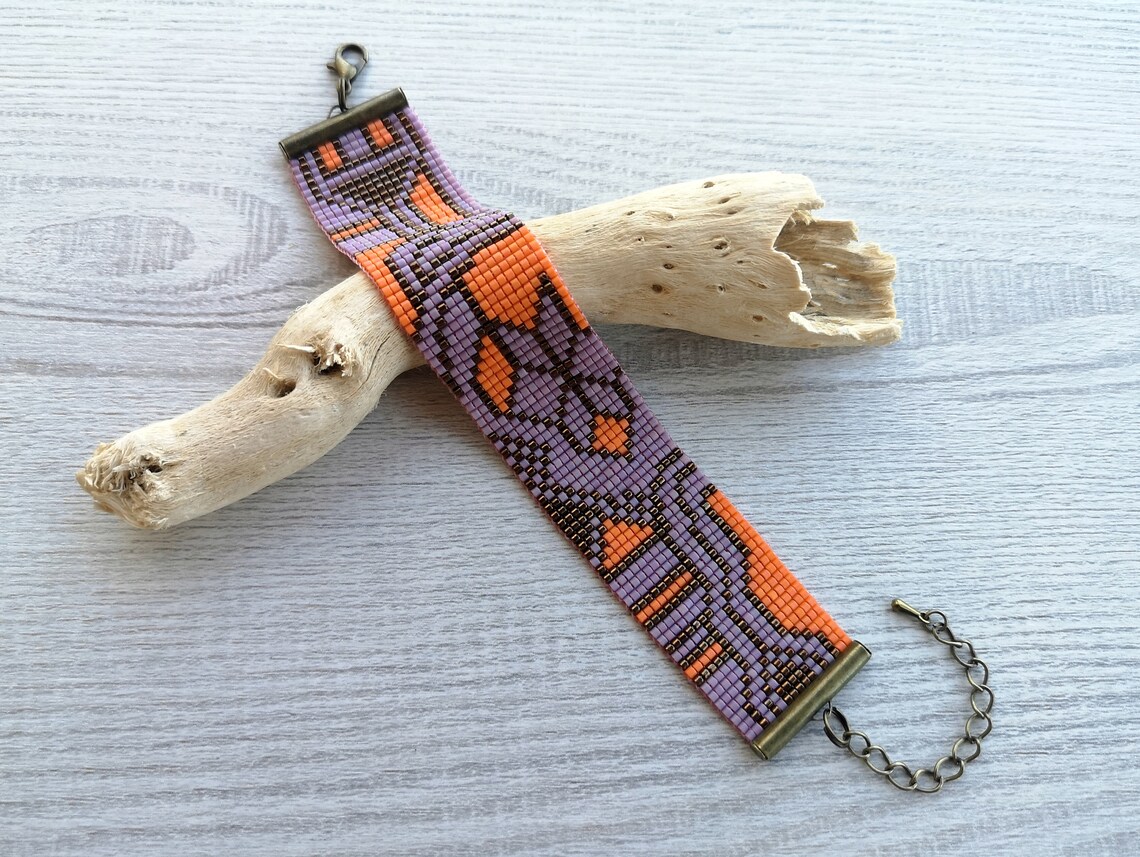 DIY Geometric Bracelet Pattern, Art Deco Beaded Loom Bracelet Pattern ...