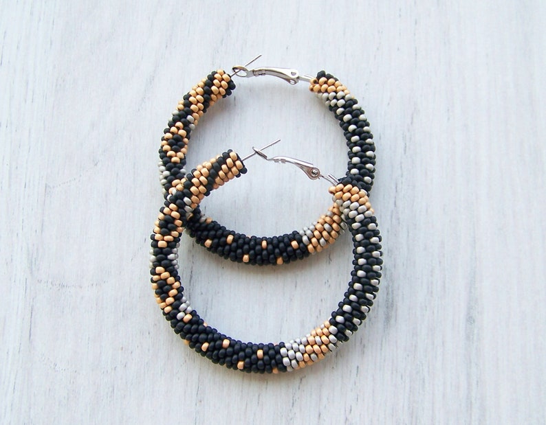 DIY Bead Crochet Pattern, PDF Pattern for Patchwork Hoop Earrings, Seed Beads Large Hoop ...