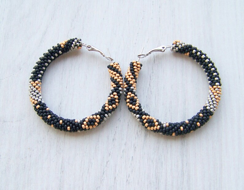 DIY Bead Crochet Pattern, PDF Pattern for Patchwork Hoop Earrings, Seed Beads Large Hoop ...