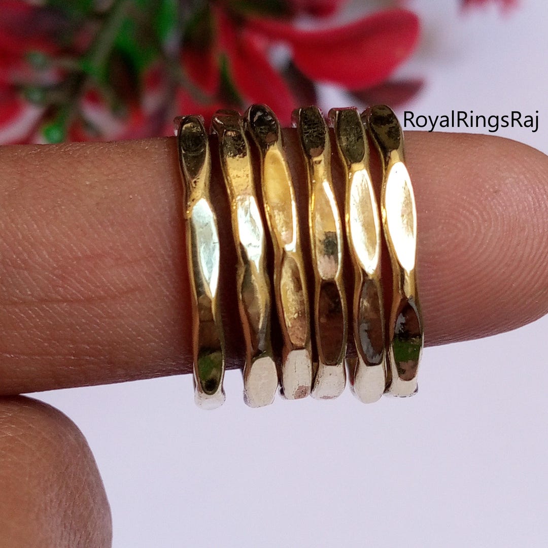 Pure Brass Wire Ring, Set of 6 Stacking Thine Brass Ring, Handmade ...