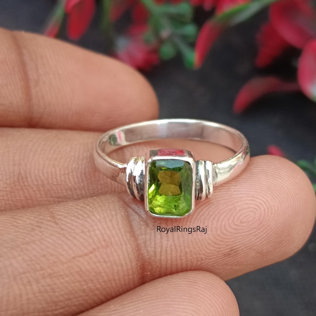Ethnic Green Peridot Gemstone Ring, 925 Sterling Silver, Handmade ...