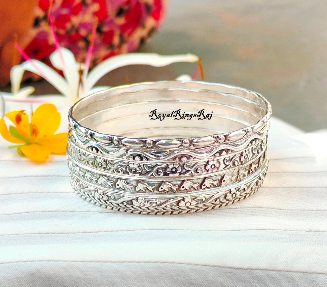 Beautiful Silver Bangles- Handmade 925 Sterling Silver Bangle- Designer ...