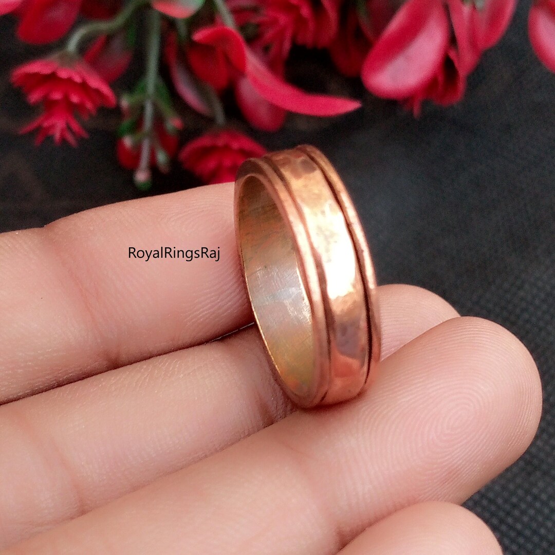 100% Pure Copper Band Ring, Hammered Copper Band Ring, Finger Copper ...