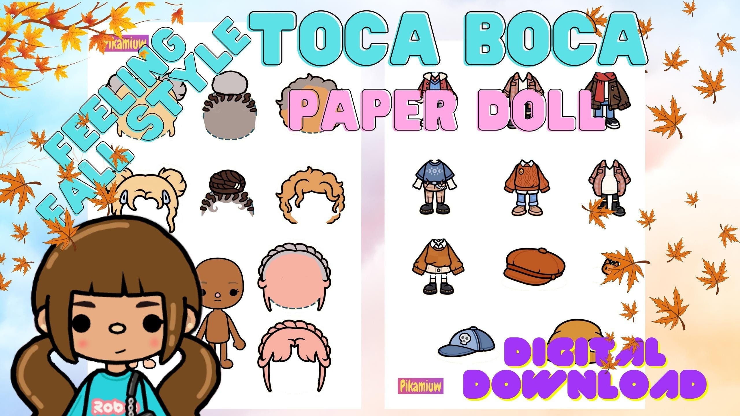 Toca Boca Paper Doll, Feeling Fall Style Clothes (digital Download) - Etsy