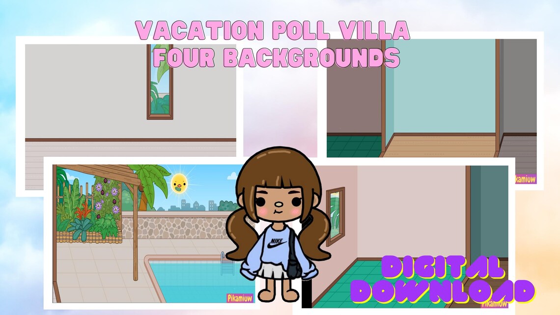 Toca Boca Paper Vacation Pool Villa (all Items)/ Quiet Book Pages ...