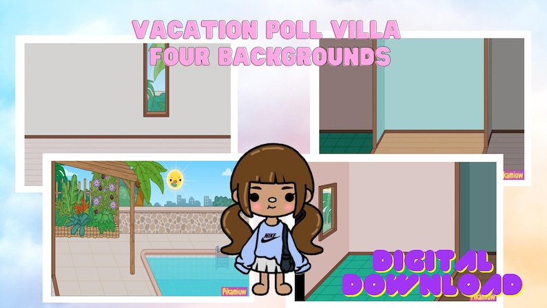 Toca Boca Paper Vacation Pool Villa all Items/ Quiet Book Pages ...