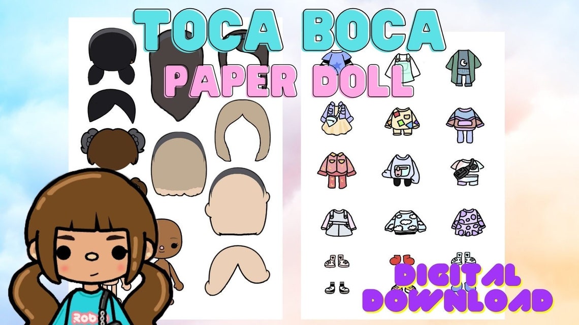 Toca Boca Paper Doll With Clothes and Shoes / Quiet Book Pages ...