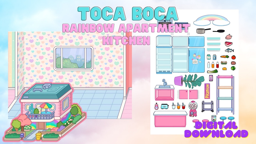 Toca Boca Paper Rainbow Apartment - Kitchen / Quiet Book Pages ...
